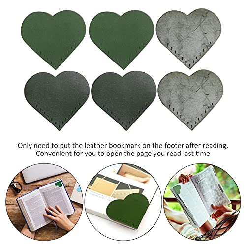 Leather Heart Bookmark Making Set, 2x2.2in Corner Page Book Marks for Reading Lover Cute Bookmarks Accessories Green Series