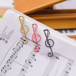 Music Multicoloured Metal Paper Clips 6 Colors, Musical Notes Style Fun Paper Clips Cute, Rainbow Music Paper Clips for Party Invitation Card Desk Bookmark Office School Notebook (50Pcs)