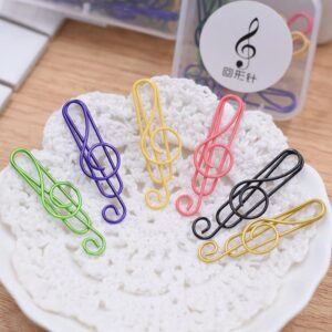 Music Multicoloured Metal Paper Clips 6 Colors, Musical Notes Style Fun Paper Clips Cute, Rainbow Music Paper Clips for Party Invitation Card Desk Bookmark Office School Notebook (50Pcs)