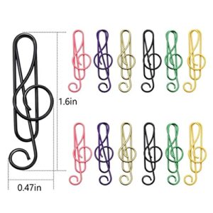 Music Multicoloured Metal Paper Clips 6 Colors, Musical Notes Style Fun Paper Clips Cute, Rainbow Music Paper Clips for Party Invitation Card Desk Bookmark Office School Notebook (50Pcs)