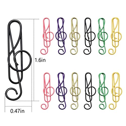 Music Multicoloured Metal Paper Clips 6 Colors, Musical Notes Style Fun Paper Clips Cute, Rainbow Music Paper Clips for Party Invitation Card Desk Bookmark Office School Notebook (50Pcs)