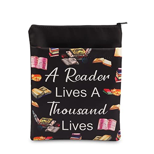 BNQL Book Cover for Book Lovers Book Sleeve with Zipper Paperback Book Protector Sleeve A Reader Lives a Thousand Lives Gifts (A Reader Lives a Thousand Lives)