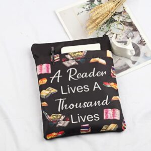 BNQL Book Cover for Book Lovers Book Sleeve with Zipper Paperback Book Protector Sleeve A Reader Lives a Thousand Lives Gifts (A Reader Lives a Thousand Lives)