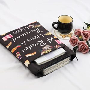 BNQL Book Cover for Book Lovers Book Sleeve with Zipper Paperback Book Protector Sleeve A Reader Lives a Thousand Lives Gifts (A Reader Lives a Thousand Lives)