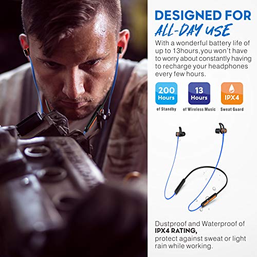 MIPEACE Bluetooth Noise Reduction Headphones, Magnetic Custom-fit Safety Wireless Neckband headphones-29db Noise isolating Work Earbuds Earphones with mic and Control,IPX4 sweatproof 13+Hour Playtime