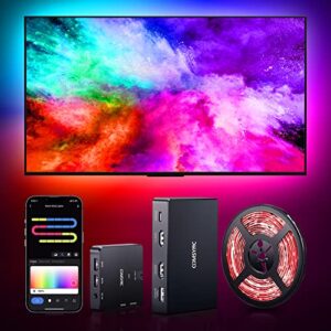 comsync immersion tv led backlights kit & hdmi 2.0 sync box, rgbic wi-fi tv light strip for 55-65 inch tvs pc, works with alexa & google assistant, app control, sync with tv, music and gaming, 4k hdr