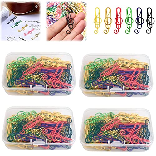 200Pcs Music Multicoloured Metal Paper Clips,Creative Musical Notes Style Cute Paper Clips,Bookmark Clips for Teachers,Students,Office,School File Organization,Durable and Rustproof,6 Colors,with Box.