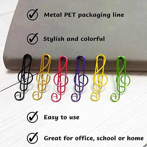 200Pcs Music Multicoloured Metal Paper Clips,Creative Musical Notes Style Cute Paper Clips,Bookmark Clips for Teachers,Students,Office,School File Organization,Durable and Rustproof,6 Colors,with Box.