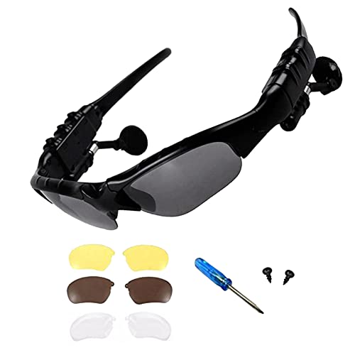 Wireless Bluetooth Sunglasses Anti-ray Stereo 4.1 Music Bluetooth Headphones for Men Support Both Headset and Hands-Free for All Kinds of Cell Phones (Black-Gray)