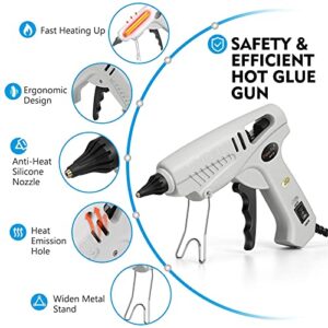 Magicfly 60/100W Hot Glue Gun Full Size with Carry Bag and 15 Pcs Hot Glue Sticks (0.43X5.9inch), Dual Power High Temp Melt Glue Gun Kit for DIY Arts Craft Projects, Home Quick Repairs, Gray