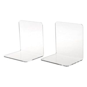 prvdv adjustable bookends 2pcs clear acrylic bookends l-shaped desk organizer desktop book holder school stationery office decorative accessories