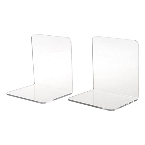 PRVDV Adjustable Bookends 2Pcs Clear Acrylic Bookends L-Shaped Desk Organizer Desktop Book Holder School Stationery Office Decorative Accessories