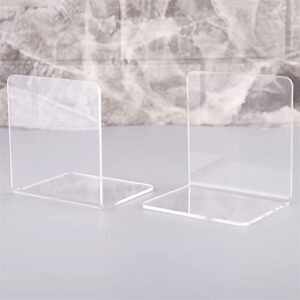 PRVDV Adjustable Bookends 2Pcs Clear Acrylic Bookends L-Shaped Desk Organizer Desktop Book Holder School Stationery Office Decorative Accessories