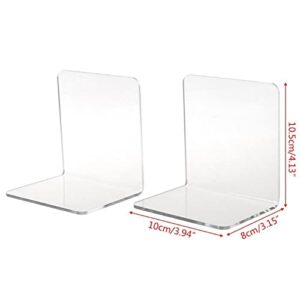 PRVDV Adjustable Bookends 2Pcs Clear Acrylic Bookends L-Shaped Desk Organizer Desktop Book Holder School Stationery Office Decorative Accessories