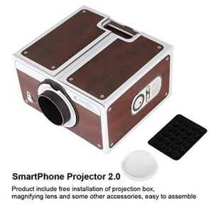 Second-Generation Mini DIY Portable Smart Mobile Phone ProjectorHome Cinema Portable Movie Projector for Indoor Outdoor Install Projection Lens to Use