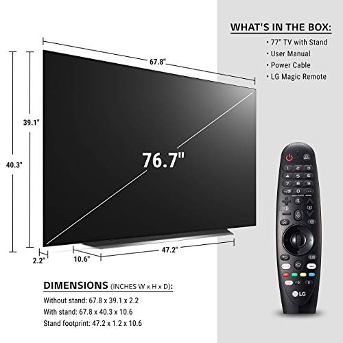 LG OLED55CXPUA / OLED55CXAUA Alexa Built-In CX 55" 4K Smart OLED TV (2020) (Renewed)