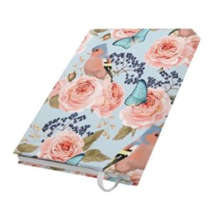 Poetesant Hummingbird Rose Floral Butterfly Blue Book Protector Fit Paperbacks Journal Book Sleeves Cover Soft Book Protector Pouch