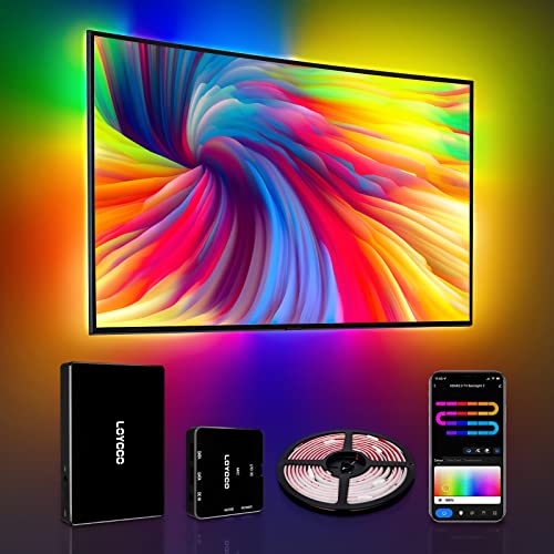 Loycco Immersion TV LED Backlights, Screen and Music Sync, HDMI 2.0 Sync Box Included, RGBIC Ambient Wi-Fi TV Backlights for 55-65 Inch TVs PC, Compatible with Alexa & Google Assistant, App Control