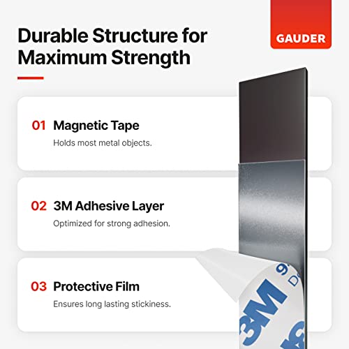 GAUDER Strong Magnetic Tape Self Adhesive (10 Feet Long x 0.6 Inch Wide) | Magnetic Strips with Adhesive Backing | Magnet Roll