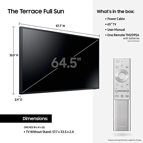 SAMSUNG QN65LST9TA 65" The Terrace 4K Full-Sun Outdoor QLED Smart TV with a HW-LST70T 3.0 Channel The Terrace Soundbar (2021)