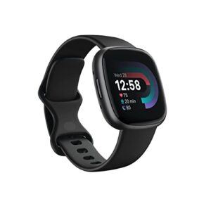 fitbit versa 4 fitness smartwatch with daily readiness, gps, 24/7 heart rate, 40+ exercise modes, sleep tracking and more, black/graphite, one size (s & l bands included)