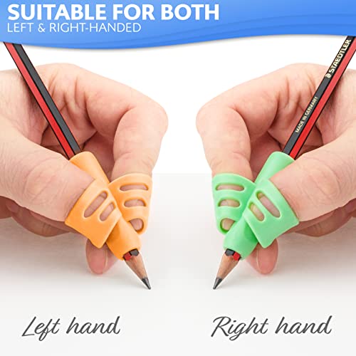 Stylo Pencil Grips for Kids Handwriting, Perfect Pencil Holders for Kids Home Schooling and Preschool - Writing Tools for Kids, Assorted Pen Grips, Christmas Gifts (Pack of 3)