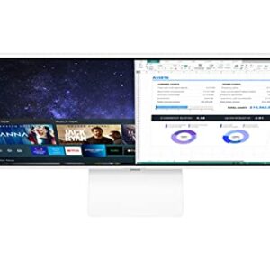 SAMSUNG 27" M50B Series FHD Smart Monitor w/Streaming TV, 4ms, 60Hz, HDMI, HDR10, Watch Netflix, YouTube and More, Slimfit Camera, IoT Hub, Mobile Connectivity, 2022, LS27BM501ENXZA, White