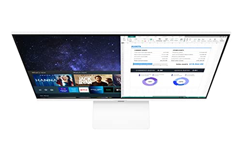 SAMSUNG 27" M50B Series FHD Smart Monitor w/Streaming TV, 4ms, 60Hz, HDMI, HDR10, Watch Netflix, YouTube and More, Slimfit Camera, IoT Hub, Mobile Connectivity, 2022, LS27BM501ENXZA, White