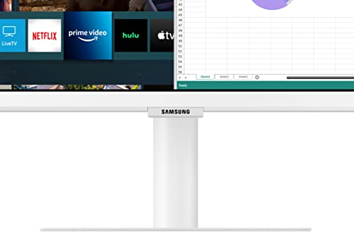 SAMSUNG 27" M50B Series FHD Smart Monitor w/Streaming TV, 4ms, 60Hz, HDMI, HDR10, Watch Netflix, YouTube and More, Slimfit Camera, IoT Hub, Mobile Connectivity, 2022, LS27BM501ENXZA, White