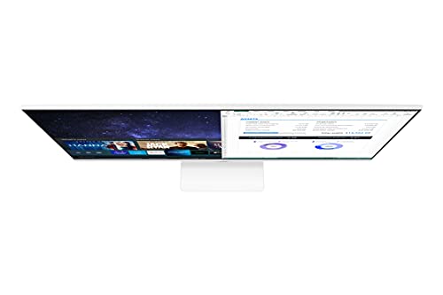 SAMSUNG 27" M50B Series FHD Smart Monitor w/Streaming TV, 4ms, 60Hz, HDMI, HDR10, Watch Netflix, YouTube and More, Slimfit Camera, IoT Hub, Mobile Connectivity, 2022, LS27BM501ENXZA, White