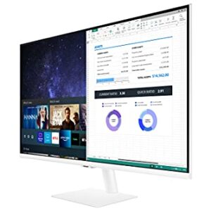 SAMSUNG 27" M50B Series FHD Smart Monitor w/Streaming TV, 4ms, 60Hz, HDMI, HDR10, Watch Netflix, YouTube and More, Slimfit Camera, IoT Hub, Mobile Connectivity, 2022, LS27BM501ENXZA, White