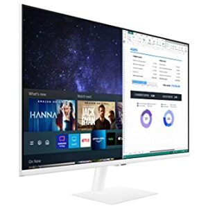 SAMSUNG 27" M50B Series FHD Smart Monitor w/Streaming TV, 4ms, 60Hz, HDMI, HDR10, Watch Netflix, YouTube and More, Slimfit Camera, IoT Hub, Mobile Connectivity, 2022, LS27BM501ENXZA, White