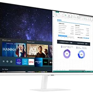 SAMSUNG 27" M50B Series FHD Smart Monitor w/Streaming TV, 4ms, 60Hz, HDMI, HDR10, Watch Netflix, YouTube and More, Slimfit Camera, IoT Hub, Mobile Connectivity, 2022, LS27BM501ENXZA, White