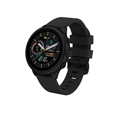 Fossil Unisex Gen 6 44mm Wellness Edition Touchscreen Silicone Smart Watch, Color: Black (Model: FTW4069V)