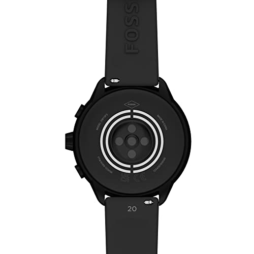 Fossil Unisex Gen 6 44mm Wellness Edition Touchscreen Silicone Smart Watch, Color: Black (Model: FTW4069V)