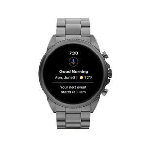 Fossil Unisex Gen 6 44mm Stainless Steel Touchscreen Smart Watch, Fitness Tracker, Color: Smoke (Model: FTW4059V)