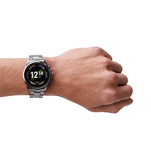 Fossil Unisex Gen 6 44mm Stainless Steel Touchscreen Smart Watch, Fitness Tracker, Color: Smoke (Model: FTW4059V)