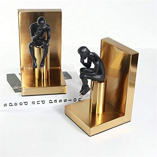 Bookend Supports HeavyDuty ， Small Humanoid Bookend Book Organizer Set of Two Iron Children Adults Desk Office Home Decoration Gift