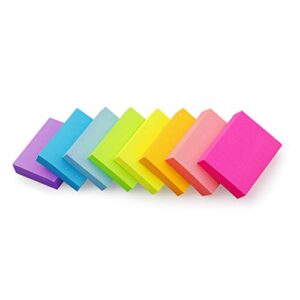 sticky notes 1.5×2 inch bright colors self-stick pads 8 pads/pack 100 sheets/pad total 800 sheets