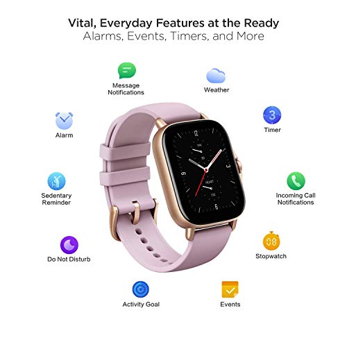 Amazfit GTS 2e Smart Watch for Women, Alexa Built-In, Health & Fitness Tracker with GPS, 90 Sports Modes, 14 Day Battery Life, Blood Oxygen Heart Rate Sleep Monitoring, 5 ATM Waterproof, Purple