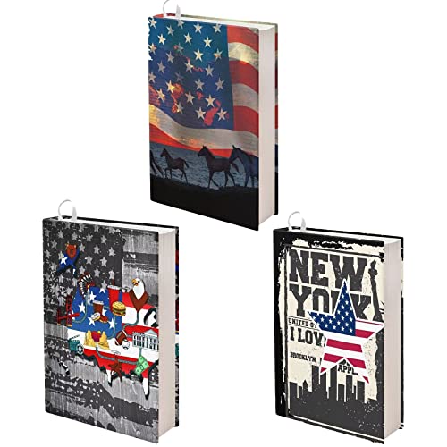 YEXIATODO American Flag Book Pouch for Women Men Soft Book Covers for Paperbacks 3 PCS Office Supplies for Textbooks for Most Hardcover BooksWashable up to 9" x 11"