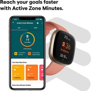 Fitbit Versa 3 Health & Fitness Smartwatch with GPS, 24/7 Heart Rate, Alexa Built-in, 6+ Days Battery, Pink/Gold, One Size (S & L Bands Included)