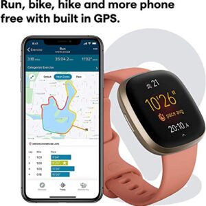 Fitbit Versa 3 Health & Fitness Smartwatch with GPS, 24/7 Heart Rate, Alexa Built-in, 6+ Days Battery, Pink/Gold, One Size (S & L Bands Included)