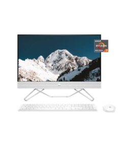 hp 27” all-in-one desktop pc, amd ryzen 7 5700u, 12 gb ram, 256 gb ssd & 1 tb hard drive, full hd ips display, windows 11 pro, 720p privacy webcam, dual mics, keyboard and mouse (27-cb0052, 2022)