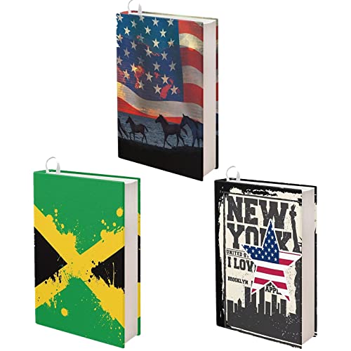 YEXIATODO Jamaica Flag School Supplies for Teen Girls Book Sleeve Cover for Paperbacks U.S. Flag Pack 3 Hardcover Textbooks up to 9" x 11", Office Supplies Perfect Back to School Gift