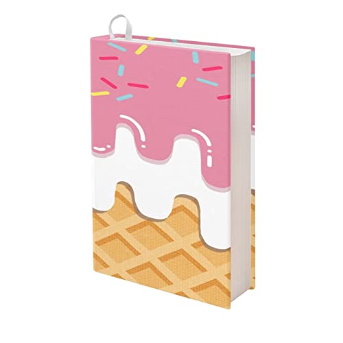 TODIYADDU Pink Ice Cream Book Sleeve Covers for Protect Simplicity Resilient Stretchable Book Covers No Glue Washable Suitable for Novels, Bibles, Documents