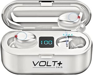 volt plus tech wireless v5.3 bluetooth earbuds for samsung galaxy s20/fe/ultra/s20+/5g/fan edition/plus with led display, mic and 8d bass, f9 tws and ipx7 waterproof/sweatproof with 2000mah powerbank