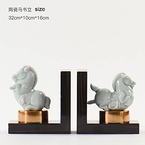 1pair New Ceramic Bookend Shelf Lovely Horse Bookend Holder Office School Supplies Stationery Gift Home Decoration