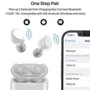 TOZO T6 Protective Silicone Case White & TOZO T6 True Wireless Earbuds Bluetooth Headphones White