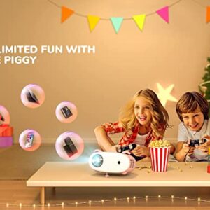 Mini Projector, Portable Video Projector w/ 1080P Supported and 300'' Display, LED Phone Projector for Kids Gifts, Cartoons TV Movie, Party Game, Compatible with HDMI, USB, TV Stick iOS & Android